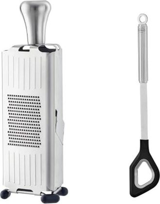 Rösle Multifunktionsreibe, Hochwertige Reibe zum universellen Einsatz & Kochlöffel mit Loch Silikon, Hochwertiger Rührlöffel mit Silikonüberzug und Rundgrif
