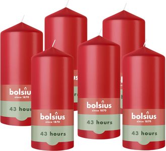 Bolsius Bolsius - Essentials - glatte Stumpenkerze - Rot - 13 cm - 6 St&uuml;ck - Dekorative Kerzen - Enth&auml;lt nat&uuml;rliches Pflanzenwachs - Ohne Palm&ouml;l