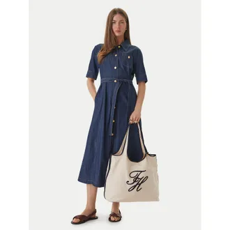 Tommy Hilfiger Handtasche Tommy Hilfiger Th Summer Tote Canvas AW0AW18398 Wei&szlig;