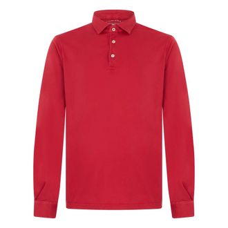 Fedeli Langarm Poloshirt - - Tops - Herren - Rot - L
