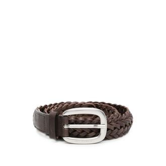 Golden Goose Ceinture Houston en cuir tress&eacute; - Homme - Accessoires - Brun - Taille: 100 CM