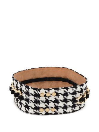 Balmain ceinture large &agrave; motif pied-de-poule - Noir