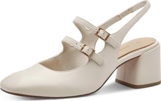 Marco Tozzi Damen Slingpumps mit Blockabsatz Verstellbare Riemen, Beige (Cream), 41 EU