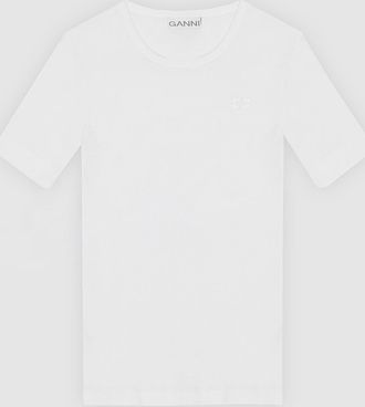 Ganni T-Shirt Soft Cotton Rib Bright White