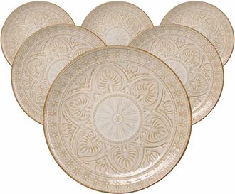 Ritzenhoff & Breker Omara Dessertteller 6er Set, 21 cm, Frühstücksteller mit orientalischer Relief-Ornamentik, Individuelle Farbverläufe durch Reaktivglasur, Spülmaschine