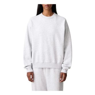 Sporty & Rich SweaT-shirt &agrave; col rond avec logo Serif brod&eacute; - Femme - Sweatshirts et sweats &agrave; capuche - Gris - Taille: 38 FR