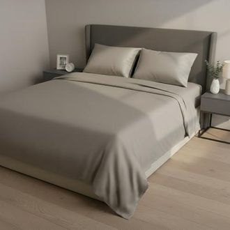 KASANOVA Kasanova 1 Komplettes Doppelbett in grauem Satin, Baumwolle