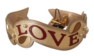 Dolce & Gabbana Womens Gold Leather Love Patch Bag Shoulder Strap