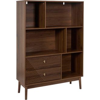 The Home Deco Factory The Home Deco Factory - Biblioth&egrave;que en bois 5 niches et 2 tiroirsTiffany
