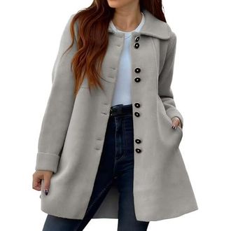 Generic Manteau dhiver d&eacute;contract&eacute; pour femme - Manteau dhiver &agrave; revers simple &agrave; double boutonnage - Manteau &eacute;l&eacute;gant et tendance, abricot, XXL