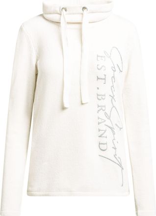soccx Damen Chenille-Pullover mit hohem Kragen und Artwork Ivory, XXXL