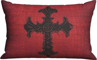 Generic Kissenbezüge Mittelalterlicher Look Rot Schwarz Gothic Sofakissen Drucken Weiche Bett Kissenbezüge, Für Draussen, Wohnzimmer, Sofa, 40x60cm