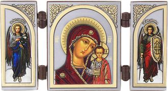 NKlaus Gottesmutter von Kazan - Ikone Triptychon Christlich - reise Altar Holz 16627