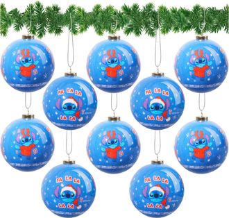 Disney Stitch Weihnachtskugeln, 10er-Pack Christbaumkugeln Kunststoff - Weihnachtsdeko Innen