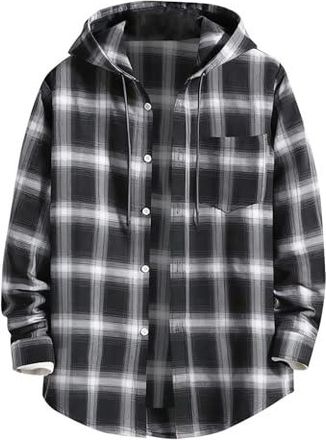 Generic Chemises &agrave; carreaux pour homme - Chemise d&eacute;t&eacute; l&eacute;g&egrave;re &agrave; manches longues - Chemise d&eacute;t&eacute; l&eacute;g&egrave;re - Boutonni&egrave;re - Chemise &agrave; carreaux - Chemise &agrave; manches lo