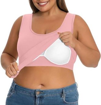 Generic D&eacute;bardeur de sport pour femme - Avec soutien-gorge int&eacute;gr&eacute; - Noir - Ventre nu - Sans manches - Crop Tops sans manches - Gilet &eacute;lastique - D&eacute;bardeur st