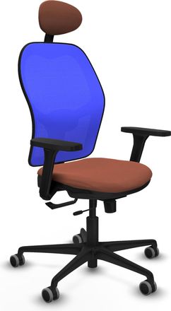 Piqueras y Crespo Ergonomischer Stuhl mit Jorqu&eacute;-Armen, h&ouml;henverstellbarer Lendenwirbelst&uuml;tze und festem Kopfteil, ausgestattet mit Syncro/Traslack und Schaumstoff, Bla