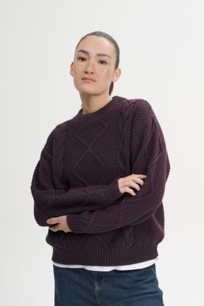 Mela Damen vegan Zopfstrickpullover Samaira Holunder Meliert