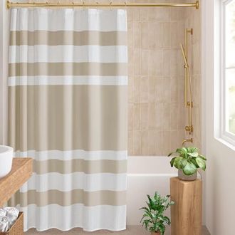 Madison Park Duschvorhang, Waffelgewebe, Stoff-Duschvorhang mit 3M-Scotchgard-Feuchtigkeitsmanagement, hochwertige Spa-Qualität, Moderne Duschvorhänge für Badezimm