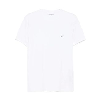 Emporio Armani Homme, Tops, Blanc, Taille: L T-shirts Blancs avec D&eacute;tail Logo
