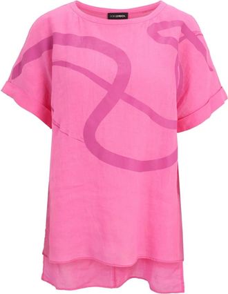 Doris Streich Moderne High-Low Style Leinenbluse - - Tops - Damen - Rosa - L