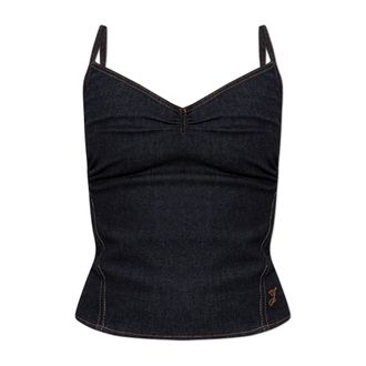 Jacquemus De-N&icirc;mes Pina Denim Top - Femme - Tops - Bleu - Taille: 36 FR