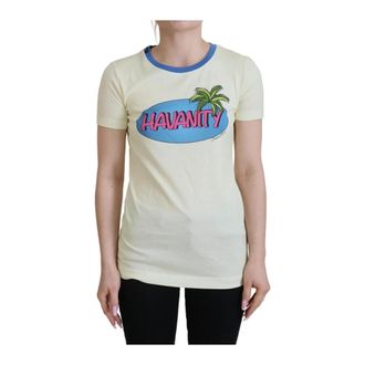 Dolce & Gabbana Palm Tree Grafik Tee Gelb Baumwolle - - Tops - Damen - Gelb - S