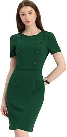 Allegra K Robe Fourreau pour Femmes daffaires décontractées col Rond Manches Courtes en Tricot Robes Moulantes Vert L