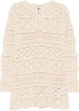 Semicouture Femme, Robes, Blanc, Taille: 40 FR Openwork Knitted Dress