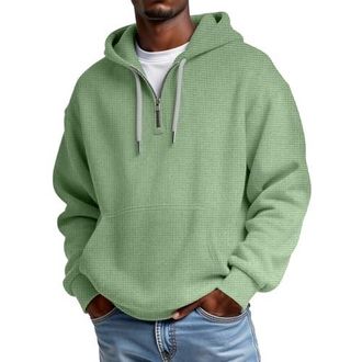 Generic DENGJIAMY Sweat à capuche gaufré classique basique à fermeture éclair quart de tour pour homme Grande taille Chemise décontractée à manches longues Mo