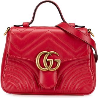 Gucci Hobo Bags - Mini GG Marmont Matelasse Leather Top Handle Bag - Gr. unisize - in Rot - f&uuml;r Damen