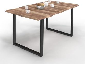 IDMarket Table &agrave; Manger Rectangle Dakota 6 Personnes Pieds Forme en U Design Industriel 160 cm
