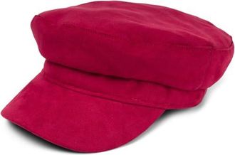 styleBREAKER Casquette Ballon en Velours Doux pour Femmes - Visière Bakerboy, Style Newsboy 04023091, Bordeaux-Rouge