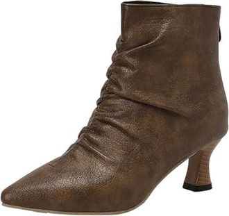 Generic Bottines &agrave; talons hauts pour femme - Bottes courtes en daim synth&eacute;tique avec bout pointu &eacute;l&eacute;gant et silhouette &eacute;l&eacute;gante, design l&eacute;ger pour r&eacute;duire la 