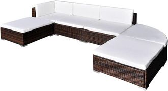 vidaXL Vidaxl - Salon de jardin 6 pcs avec coussins R&eacute;sine tress&eacute;e Marron