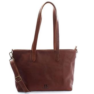 Leconi Sac &agrave; main en cuir v&eacute;ritable Vintage Look Ladies Shopper Handbag pour femme Sac en cuir pour femme sac d&eacute;paule 40x27x13 cm marron LE0071-buf