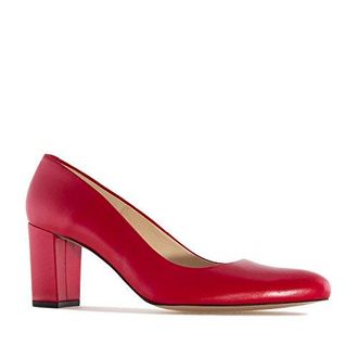 Andres Machado Escarpins pour l´été et Hiver pour Femmes et Adolescents - Alba - Chaussures à Talons Hauts en Cuir - Talons Larges - Rouge, Taille EU 42