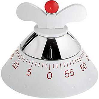 Alessi Kitchen Timer, K&uuml;chentimer aus thermoplastischem Harz, wei&szlig;, 10,5cm, A09 W