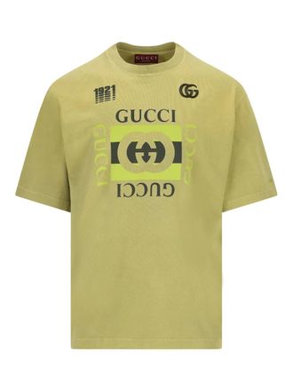 Gucci T-Shirt mit Logo-Print - Gr&uuml;n
