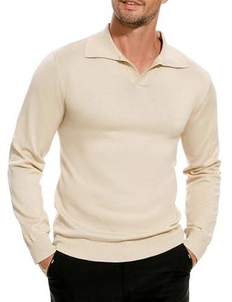 iClosam Pull Tricot&eacute; Homme &agrave; Col Polo Chandail D&eacute;contract&eacute; dAffaires &agrave; Manches Longues Pull Basique &Eacute;l&eacute;gant en Maille de Couleur Unie pour Automne Hiver, Abri