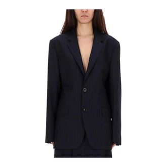 Maison Margiela Nadelstreifen-Blazer mit einfachem Knopfverschluss - - Jackets - Damen - Blau - XS