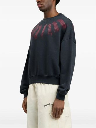 Palm Angels Logo-Embroidered Cotton Sweatshirt - Black