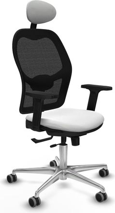Piqueras y Crespo Wei&szlig;er B&uuml;rostuhl mit 2D-Armen, h&ouml;henverstellbare Lendenwirbelst&uuml;tze und festes Kopfteil, ausgestattet mit Syncro/Traslack. Schwarz/Wei&szlig;