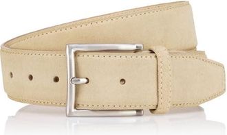 Lindenmann Premium Handmade in EU suede leather belt men jeans belt men 40 mm wide beige, Farbe/Color:blanc, Size US/EU:Bundweite 95 cm Gesamtlänge 110 cm W 37.5