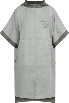 Normani Badeponcho aus Waffelpique Handtuch-Poncho aus 100% Viskose leicht und kompakt - Badetuch Surferponcho mit Kapuze für Damen und Herren Farbe Grau Größ