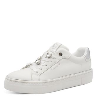 Tamaris Damen Sneaker Low Cut, wei&szlig; (White/Silver),41