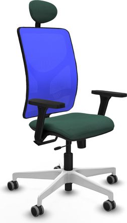 Piqueras y Crespo Stuhl mit 3D-Armlehnen, h&ouml;henverstellbarer Lendenwirbelst&uuml;tze und festem Kopfteil, ausgestattet mit Syncro/Traslack und Schneideschaum, Blau/Flascheng