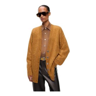 Pinko Pinko, Femme, Pulls, Orange, Taille: 38 FR Marche Cardigan Muline Full St