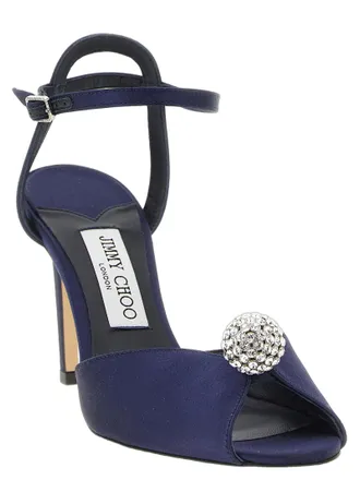 Jimmy Choo London Womens Sacora Heel Navy Satin Upper