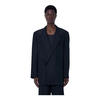 Christophe Lemaire Homme, Costumes, Noir, Taille: XL Blazer Crois&eacute; Sur Mesure